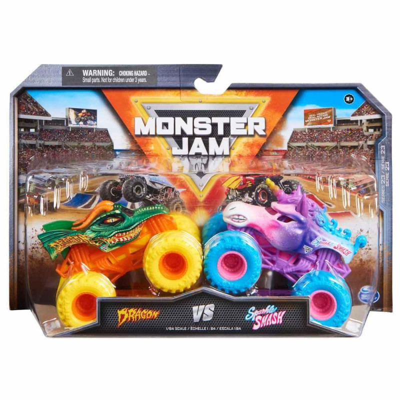 Monster Jam 1:64 Dragon VS Sparkle Smash 2-pak - Biler & bilspor ...